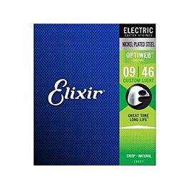 Elixir 19027 Elixir Optiweb Electric Guitar Strings Custom Light 9-46 Gauge